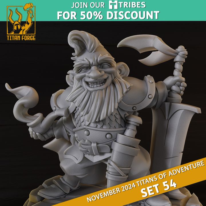 3D Printable Dwarf Male Fighter- RPG Hero Character D&D 5e - Titans of Adventure Set 54 by Titan ...